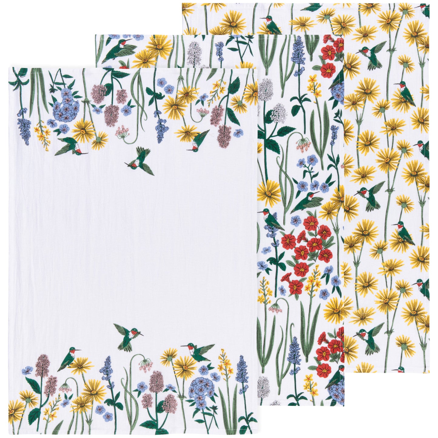 Kitchen Tea Towels Floursack 100% Cotton - Set of 3 Hummingbird ...